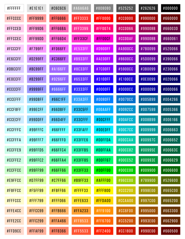 Direct to Film Color Chart with 184 Hex Codes – StrictlyTransfers
