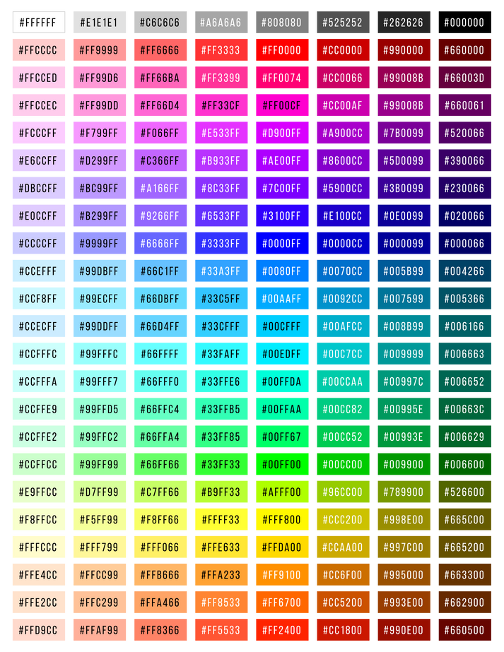 Direct to Film Color Chart with 184 Hex Codes – StrictlyTransfers